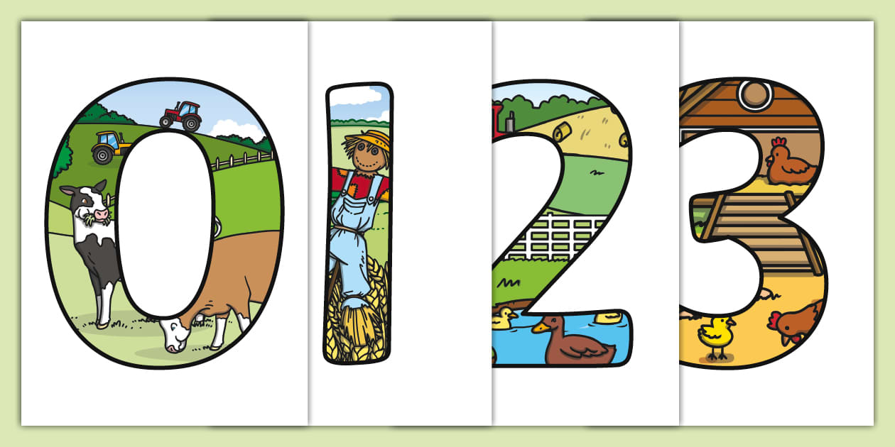 Farm-Themed Display Numbers